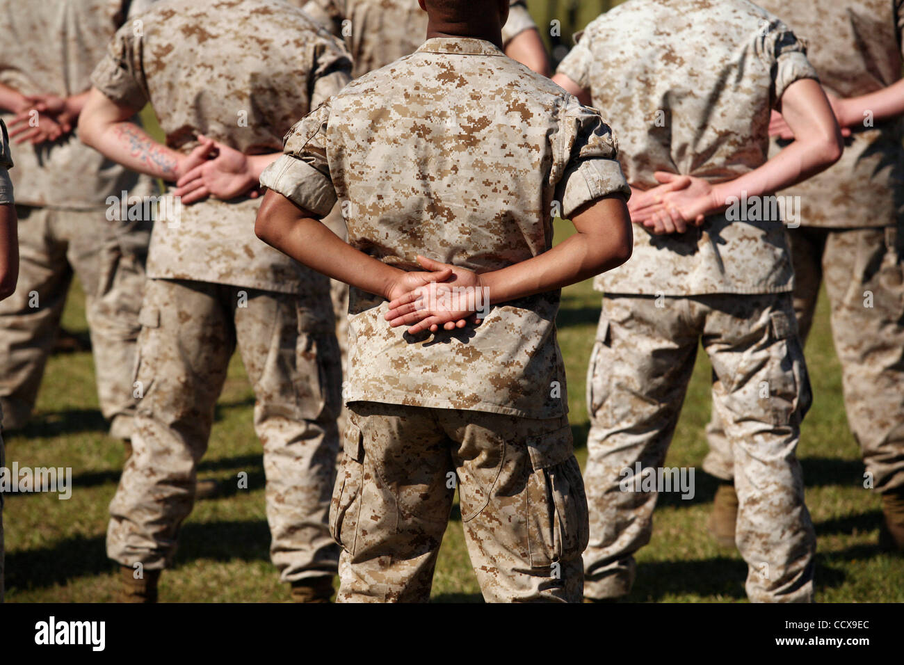 CAMP LEJEUNE, NC - APRIL 30: Marines stand at attention at the 2nd ...