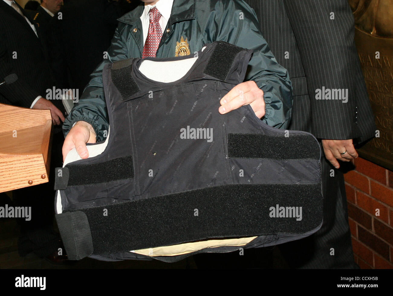 Police Officer Celano's bulletproof vest. Mayor Michael Bloomberg, Gov ...
