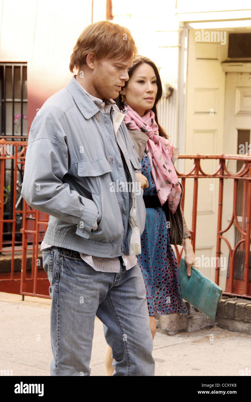 Actor MICHAEL C. HALL and actress LUCY LIU on the set of their new film ...