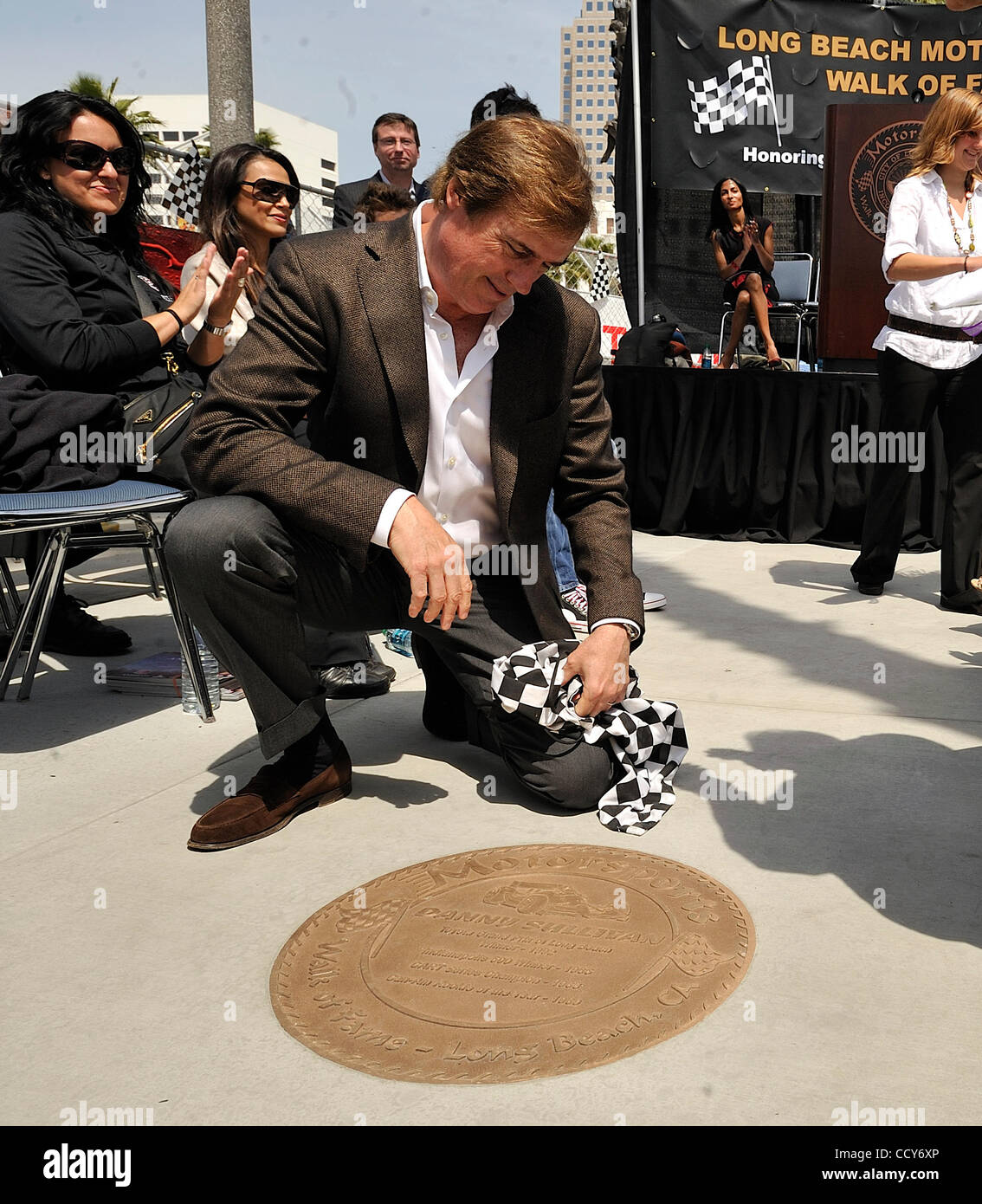 LONG BEACH, CALIF. USA -- Danny Sullivan checks out his name in the ...