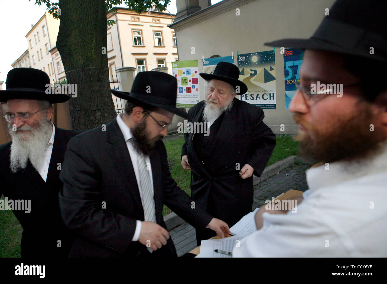Hassidic Jewish men, from left Rabbi Ben Tziyon Vozner, Rabbi Edgar ...