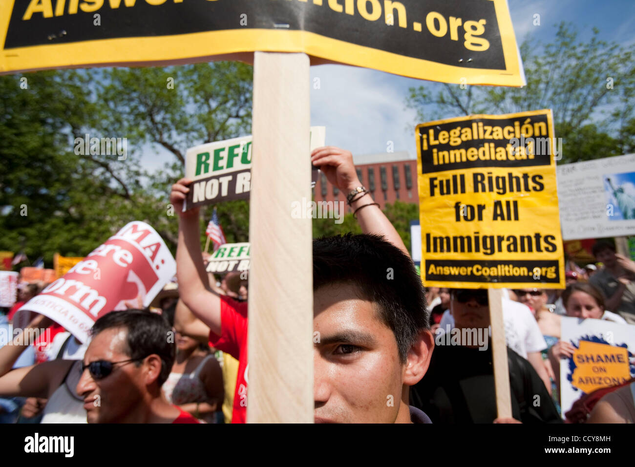 Alex Villator of Manassas, VA, demonstrates at a rally for reform of US ...