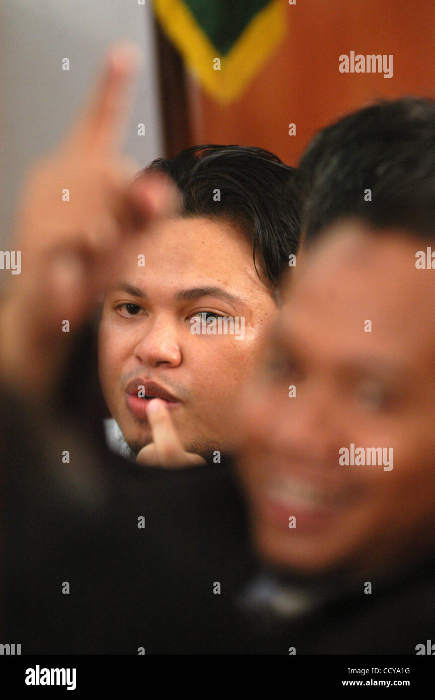 Accused Indonesian MOHAMMED JIBRIL ABDURAHMAN during his trial at a court in Jakarta, Indonesia ...