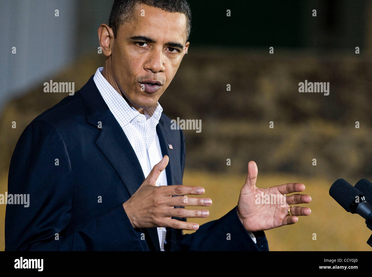 President BARACK OBAMA speaks to a small crowd of invited guests and ...