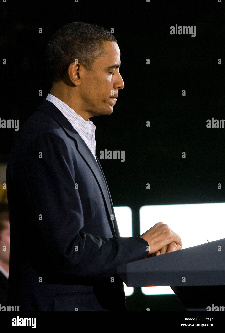 President BARACK OBAMA speaks to a small crowd of invited guests and ...
