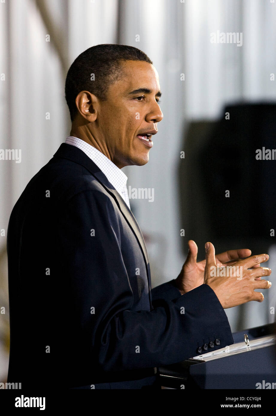 President BARACK OBAMA speaks to a small crowd of invited guests and ...