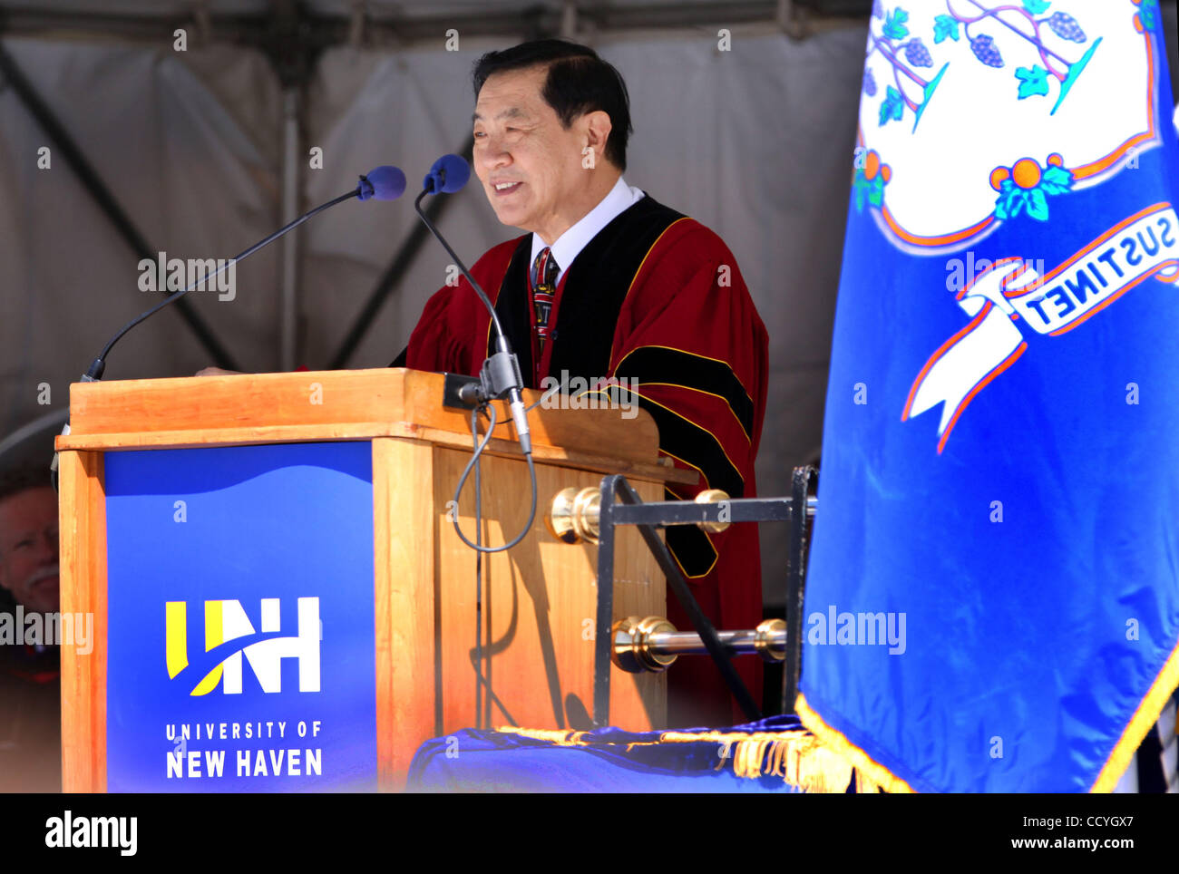 World-renowned forensic scientist Dr. HENRY C. LEE makes the commencement address at the ...