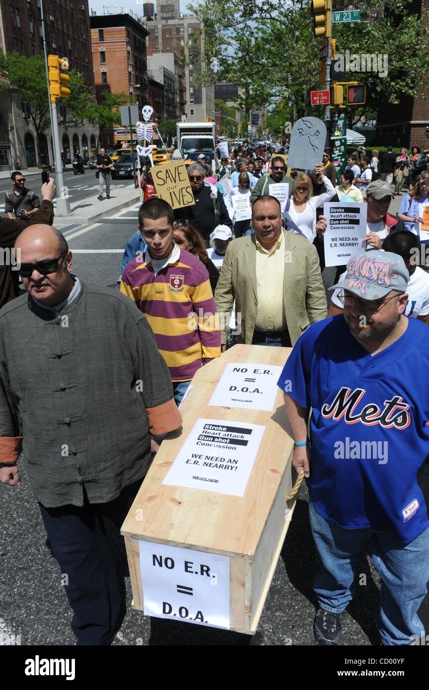Apr 24, 2010 - Manhattan, New York, USA - A mock coffin is carried by ...