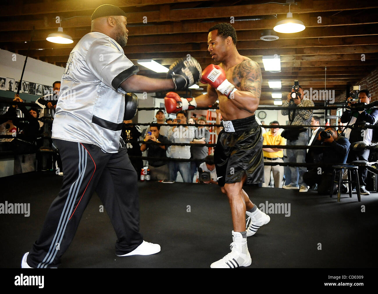 April 12,2010 - Pasadena, California, USA. Sugar Shane Mosley works out ...