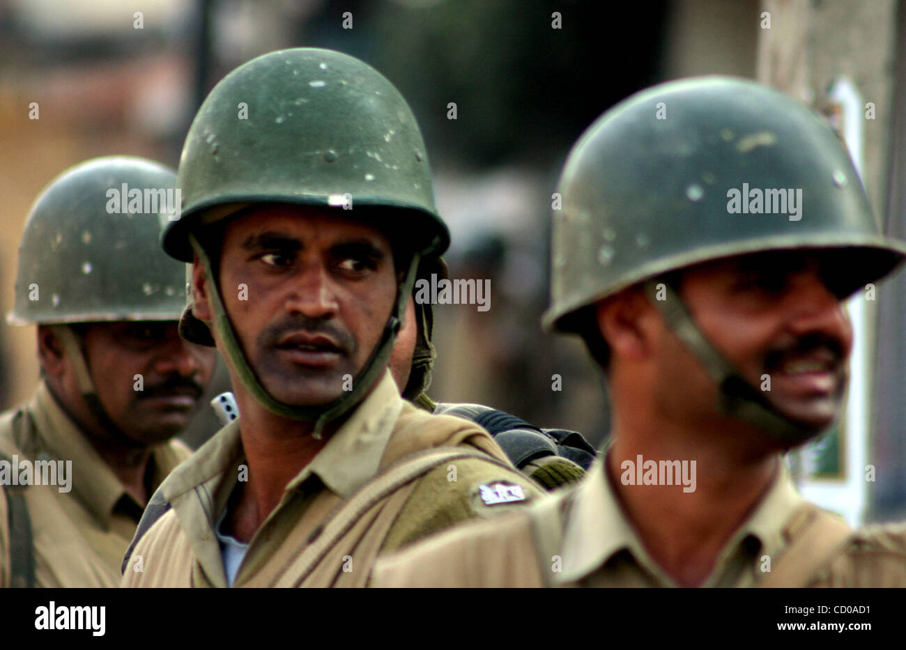 Indian Paramilitary soldiers guard during Curfew like restrictions re ...