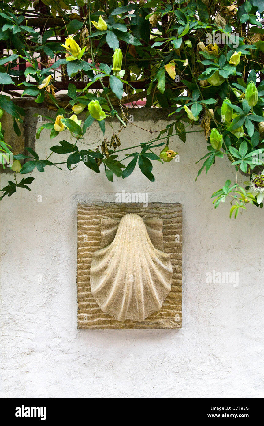 Camino de Santiago, St James seashell which is symbol of pilgrims and ...