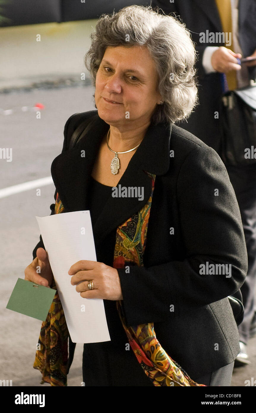 Hungarian foreign minister Sylvia Goncz arrives on October 13, 2008 for ...