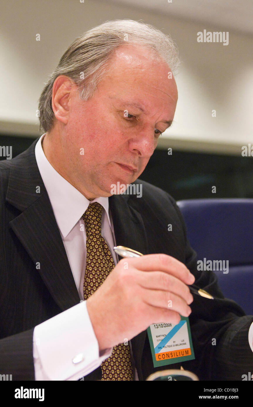 Belarussian Foreign Minister Sergey Martynov on October 13, 2008 at a ...