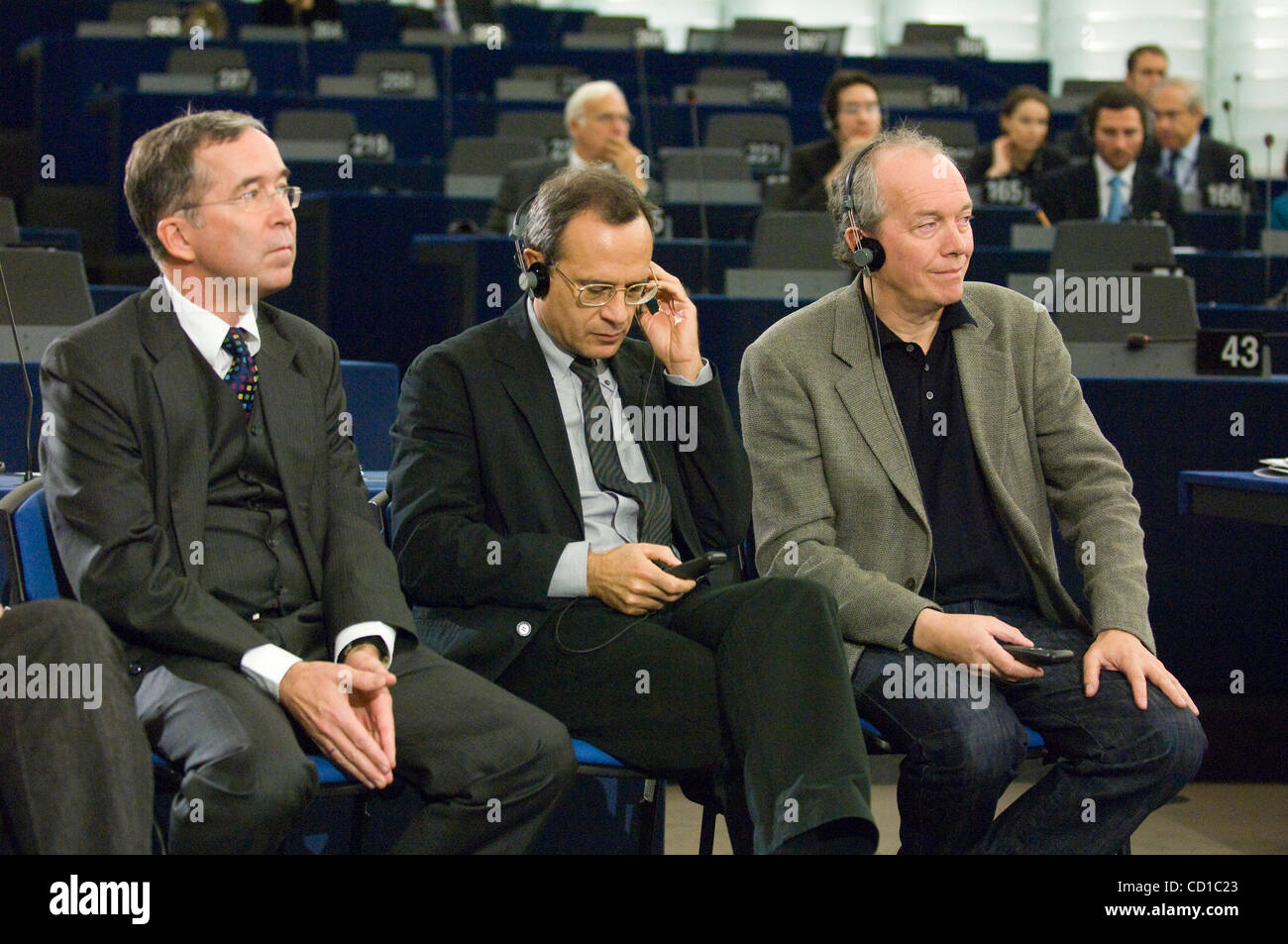 Belgian director Luc Dardenne (R) during the Lux award ceremony at the ...