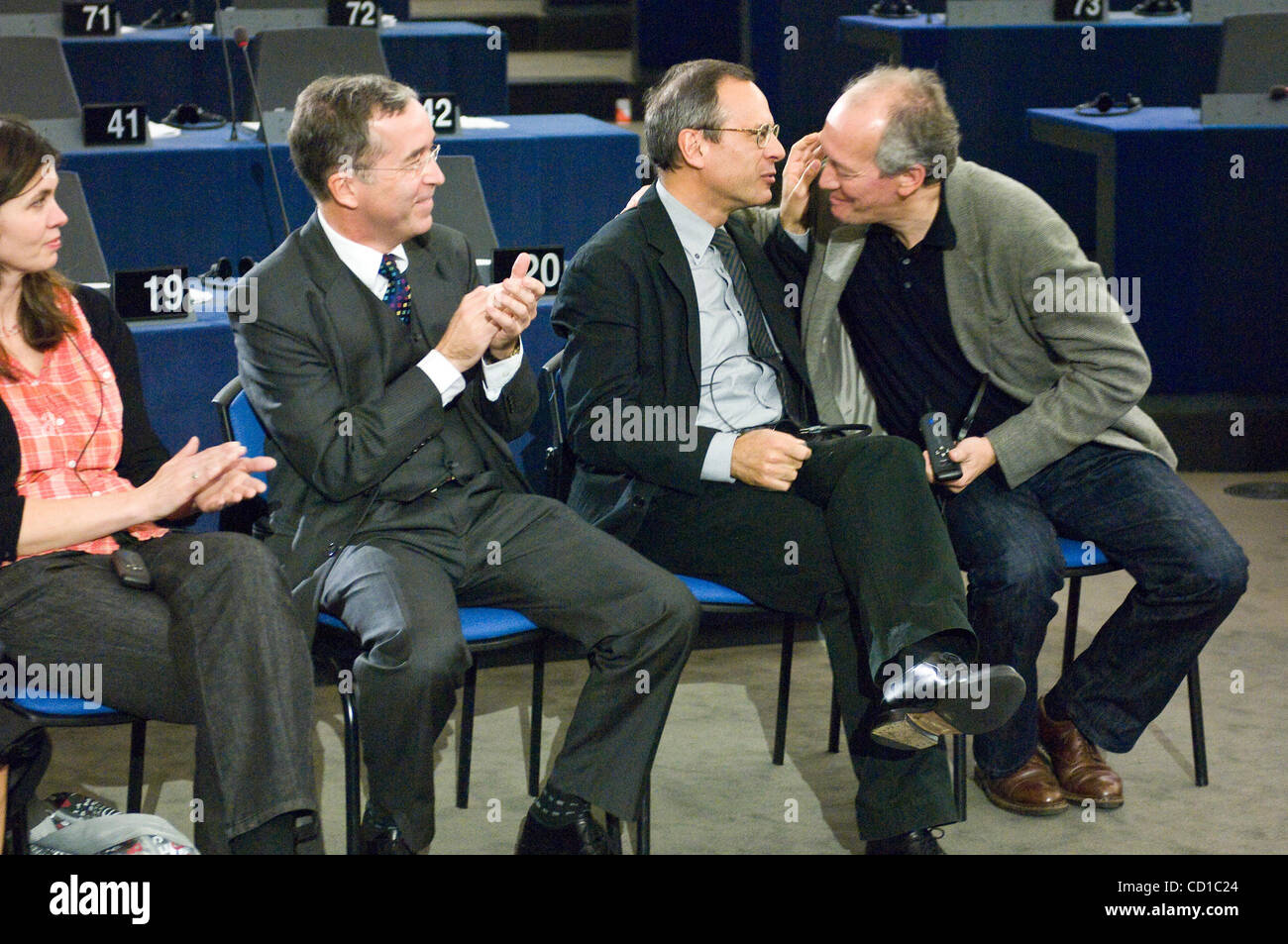 Belgian director Luc Dardenne (R) during the Lux award ceremony at the ...