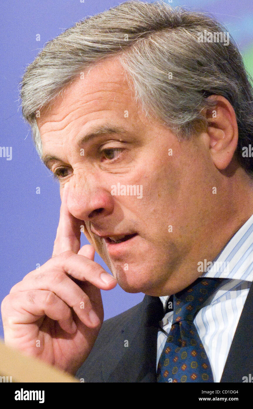 European Transport Commissioner Italian Antonio Tajani gives a press ...