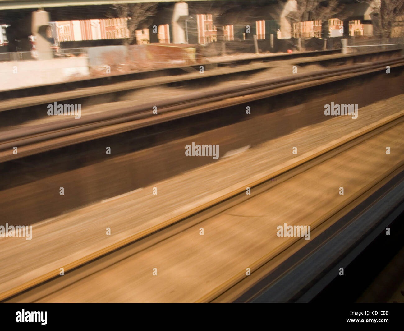 Looking out the window of an Amtrak train in New York, New York Stock ...