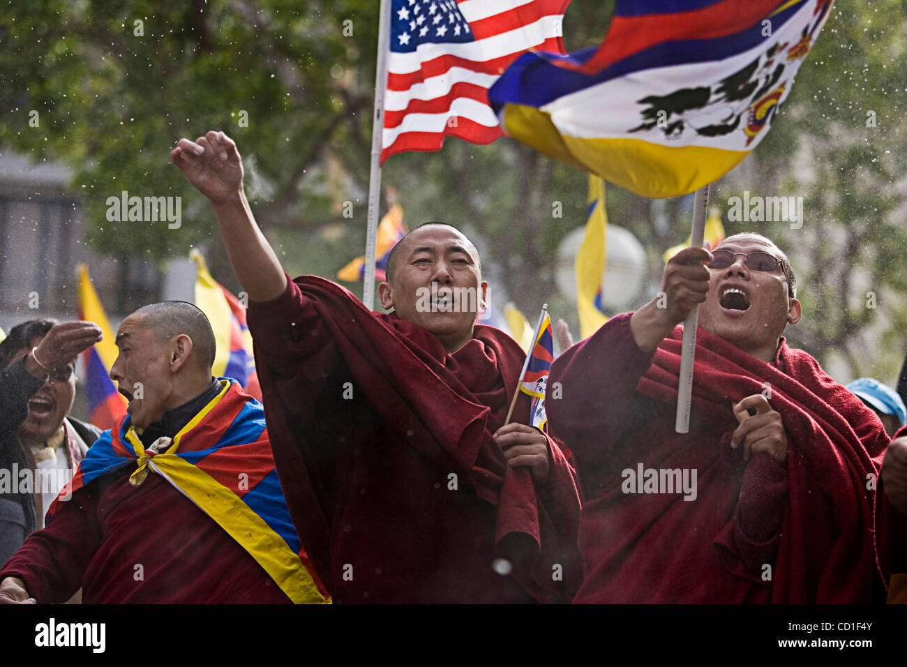 SAN FRANCISCO, CA - APRIL 8:.(left to right) Lobsang Wangy Lhama, Norbu ...