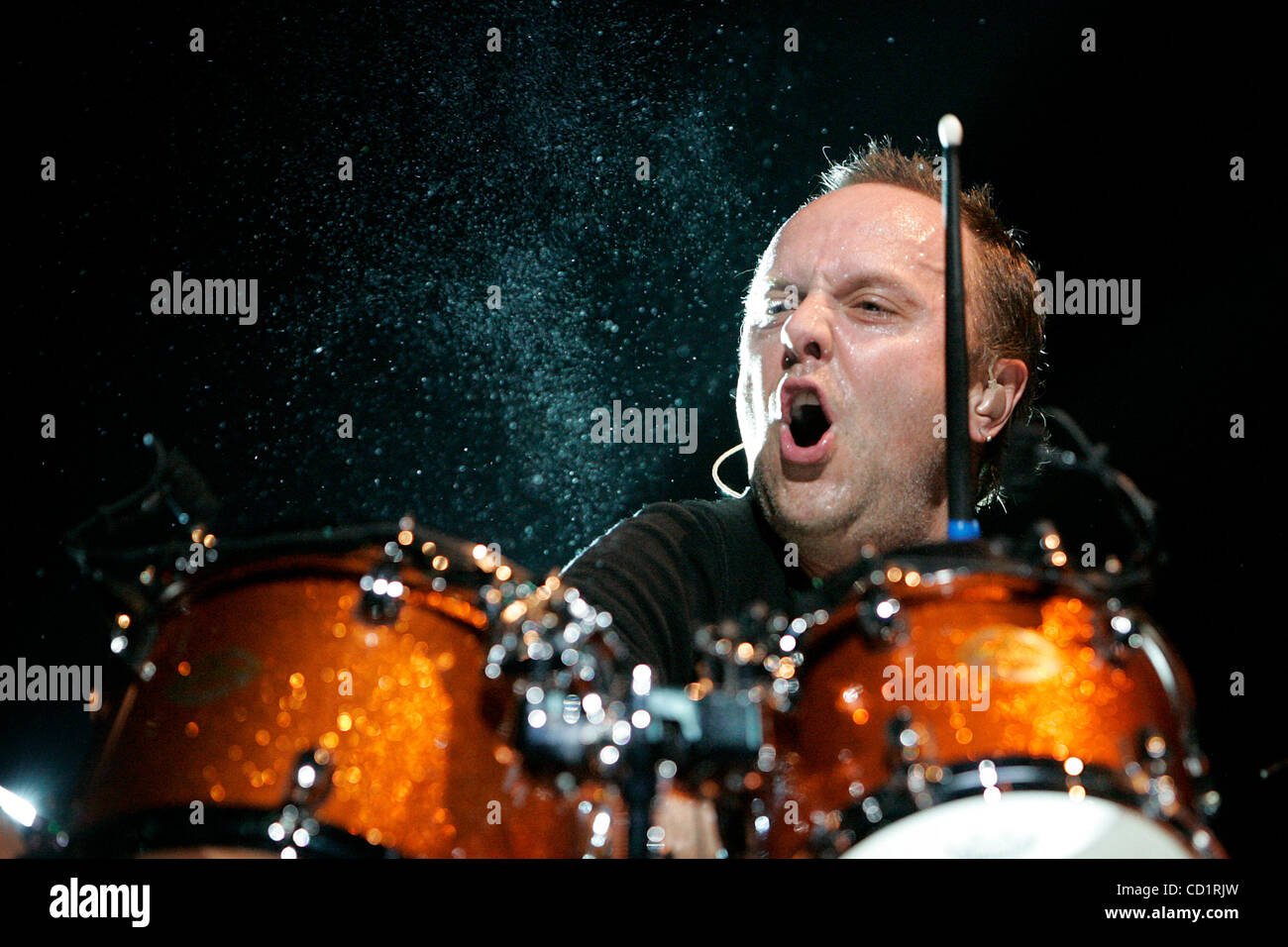 25 October 2008: Metallica drummer Lars Ulrich performs with his ...