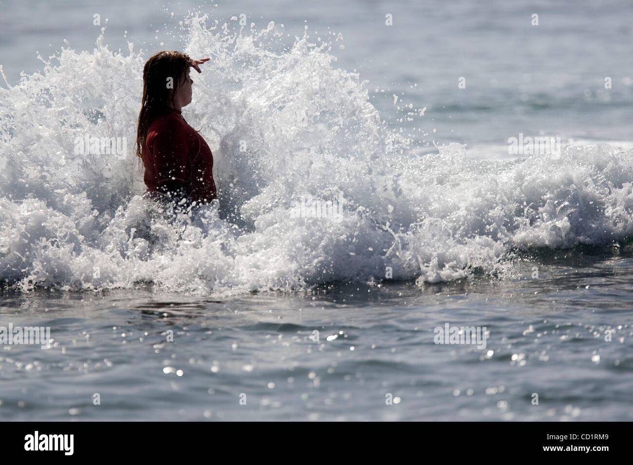 October 26, 2008 Encinitas California USA Jennifer Kayler watches her ...