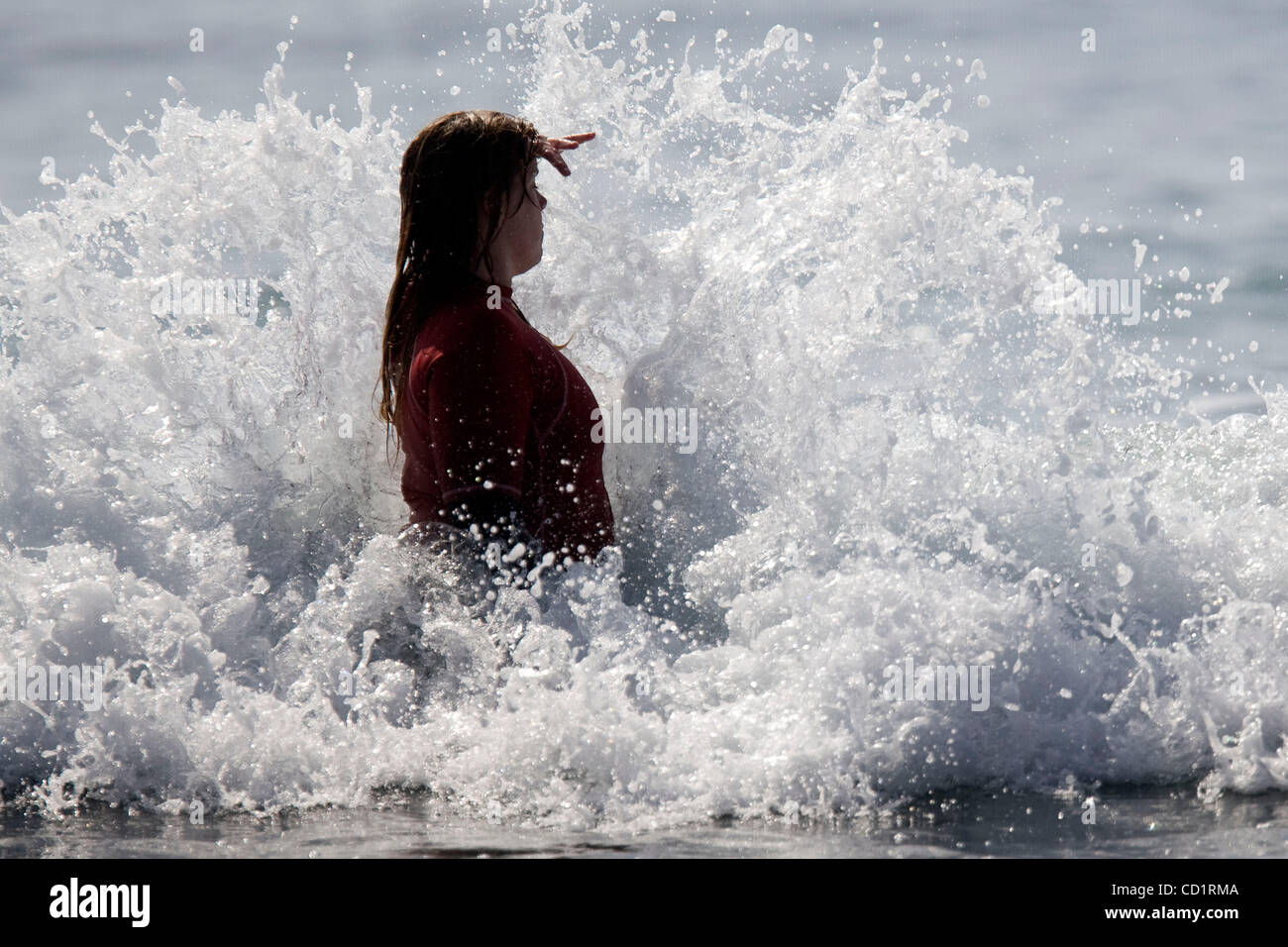 October 26, 2008 Encinitas California USA Jennifer Kayler watches her ...
