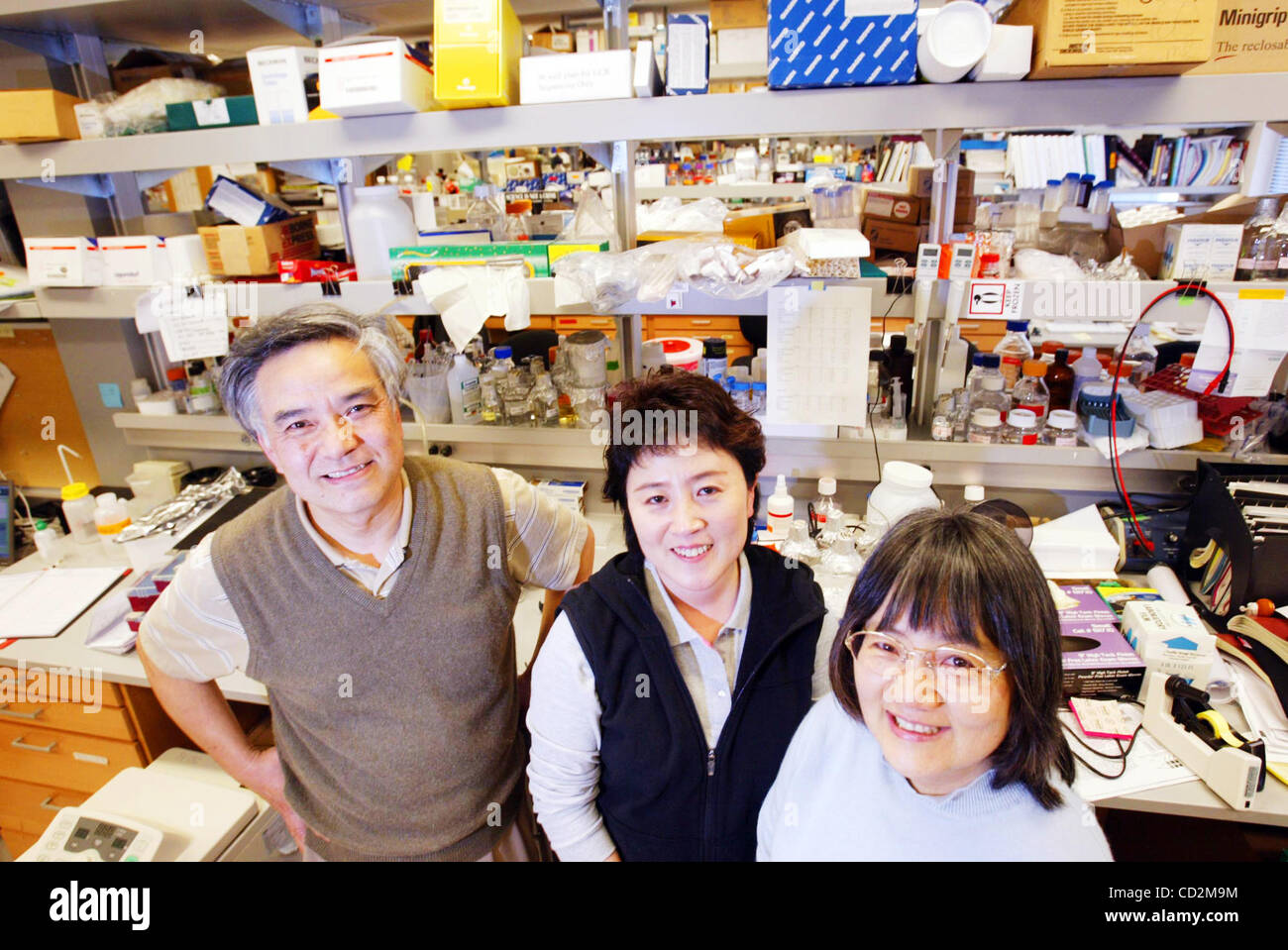 Scientists Hye-Jung Han, left, Yoshinori Kohwi and Terumi Kohwi-Shigematsu, at the Berkeley Lab ...
