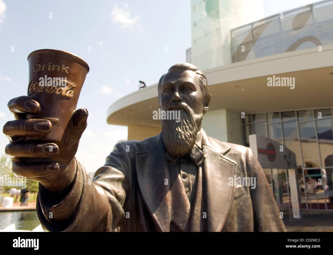 A statue of Coca-Cola inventor John Pemberton greets visitors at the ...