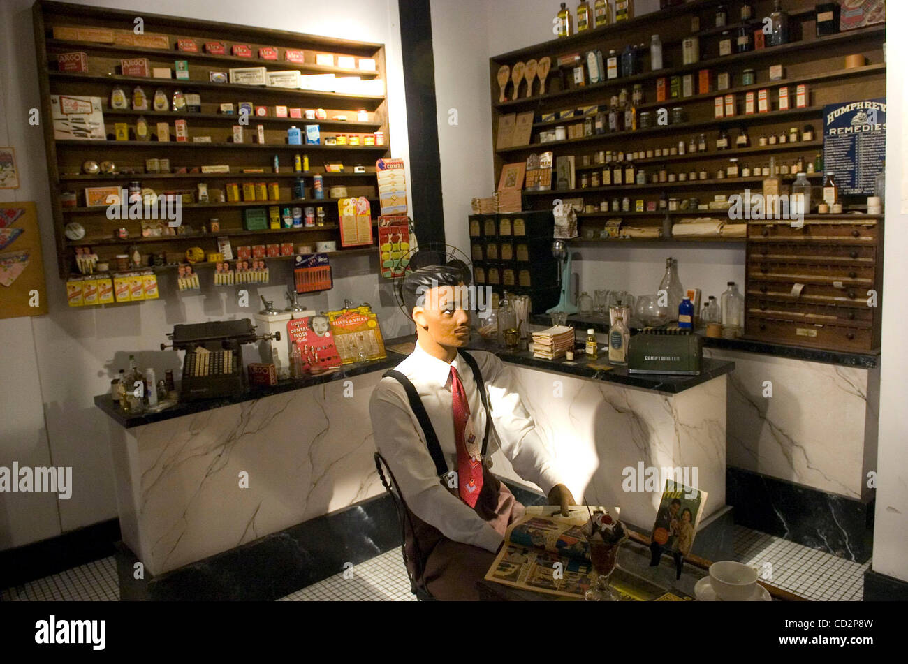 ATLANTA, GA - JULY 31: A repreduction of a black-owned drug store at ...