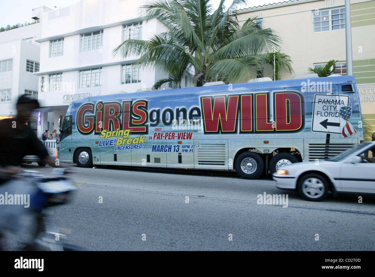 03122003 MIAMI Girls Gone Wild bus south beach RICHARD GRAULICH Stock ...