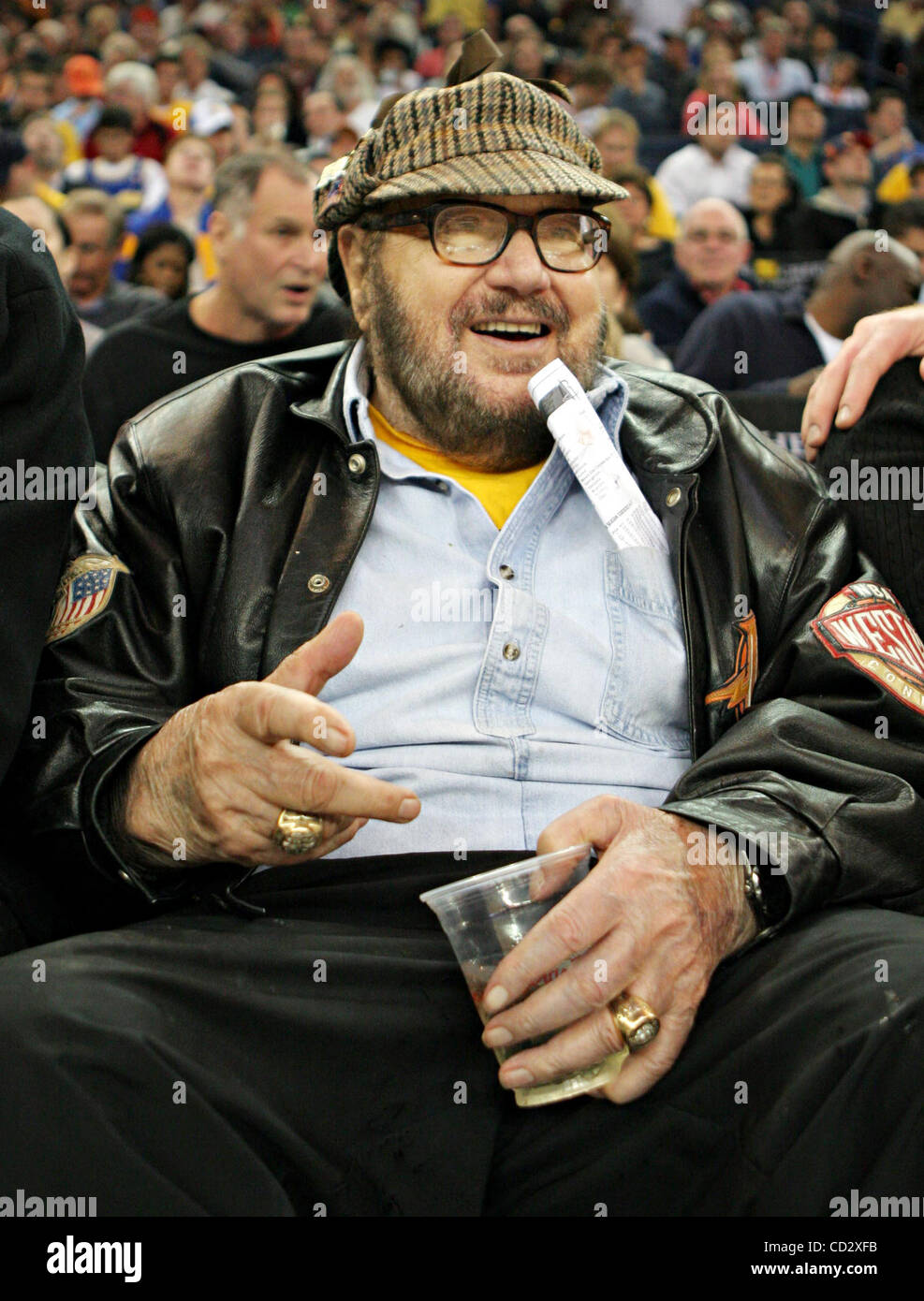 Former owner of the Golden State Warriors Franklin Mieuli sits in the ...
