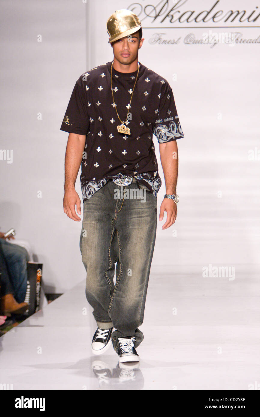 model walking the runway wearing the Akademiks collection designed by ...