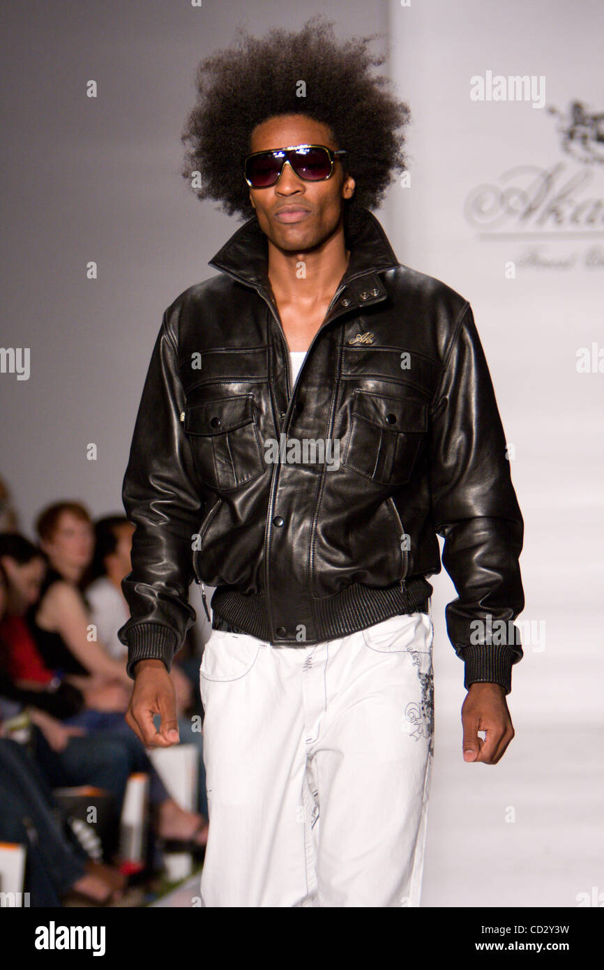 model walking the runway wearing the Akademiks collection designed by ...