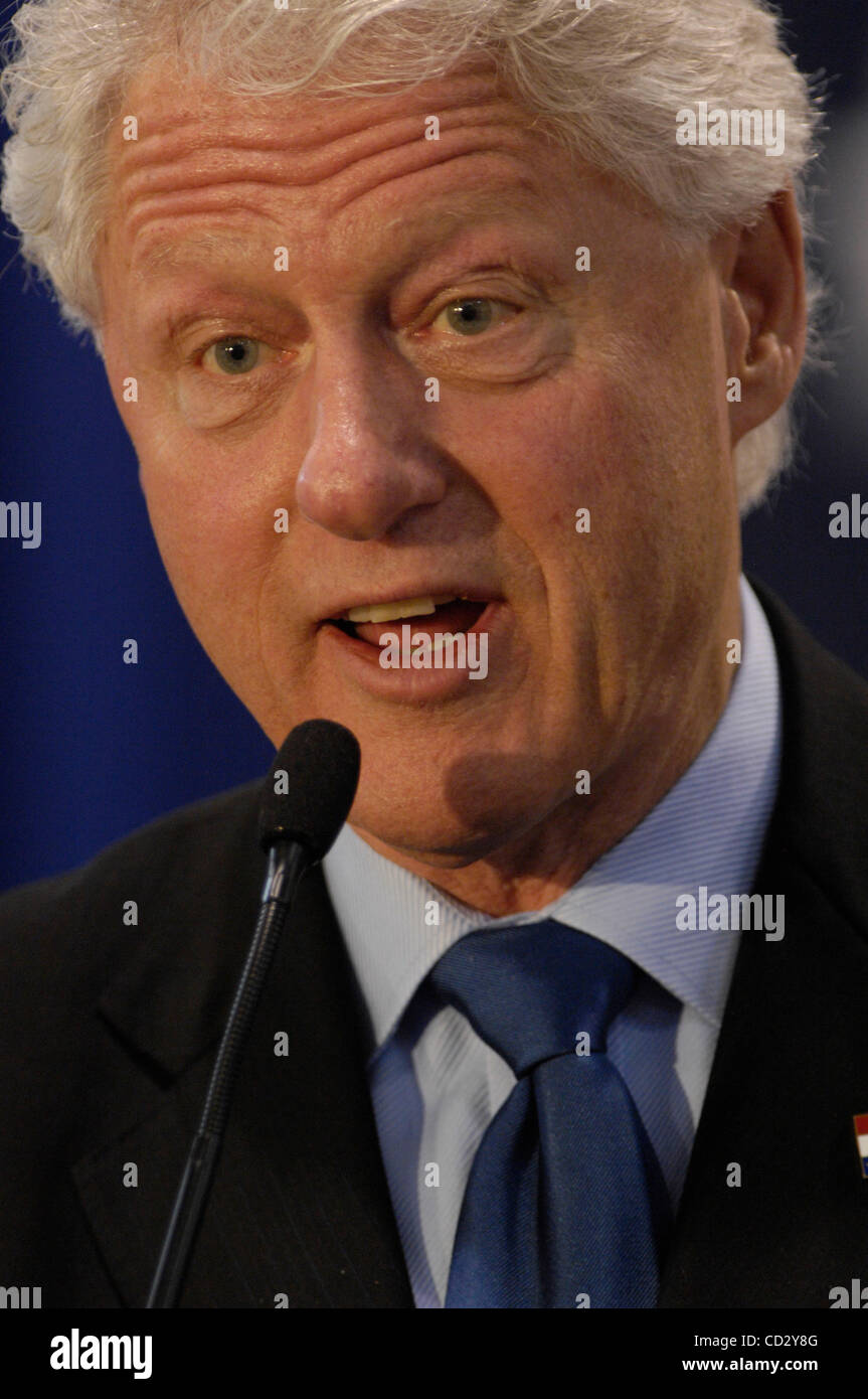 28 March 2008: Former President Bill Clinton speaks to the crowd during ...