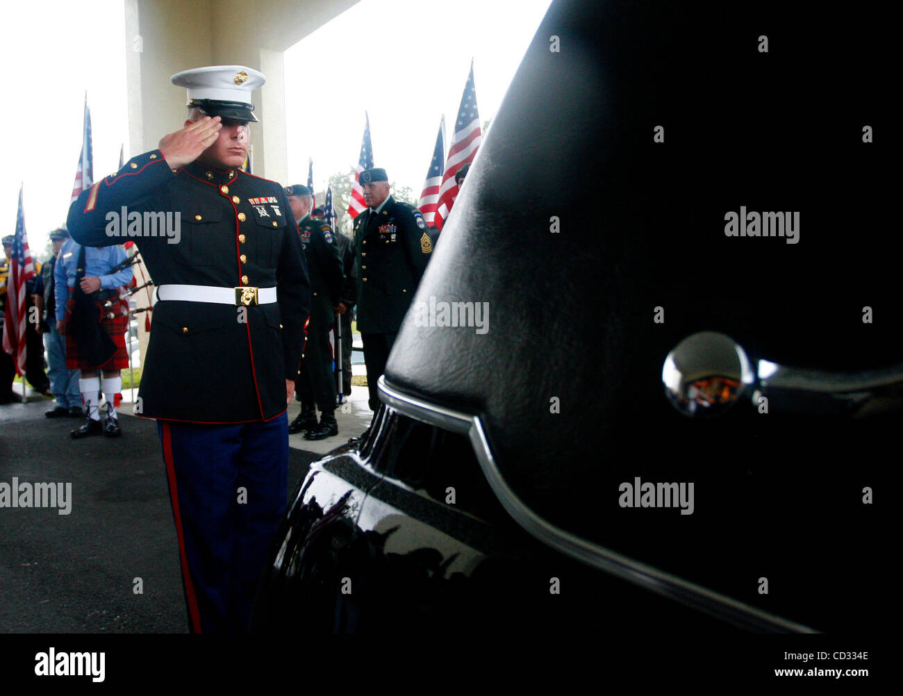 U.S. Marine Corporal Matthew Lee salutes his fallen friend after the ...