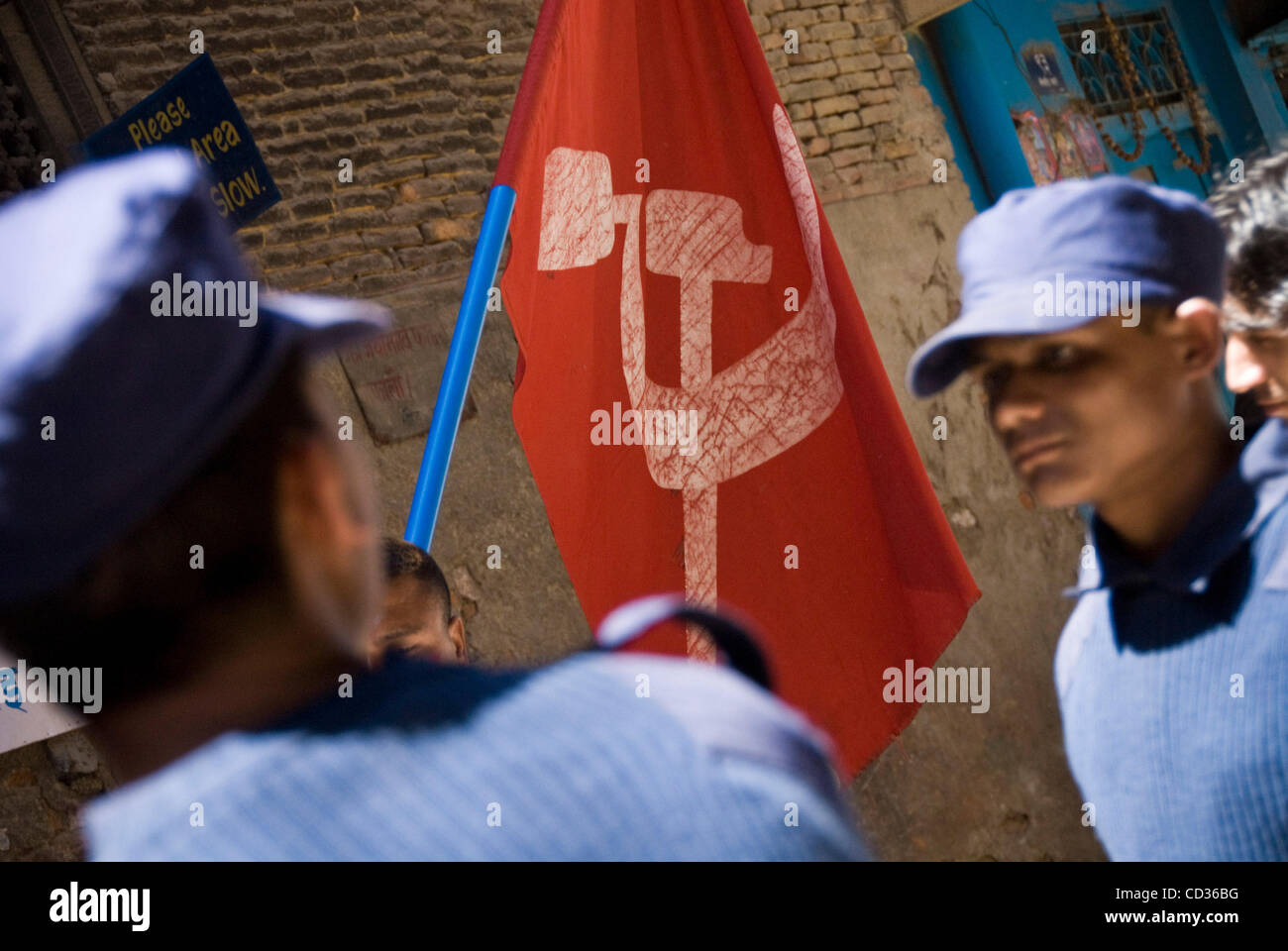 The Maoist Party supporters celebrate on the streets of Kathmandu. 14th ...