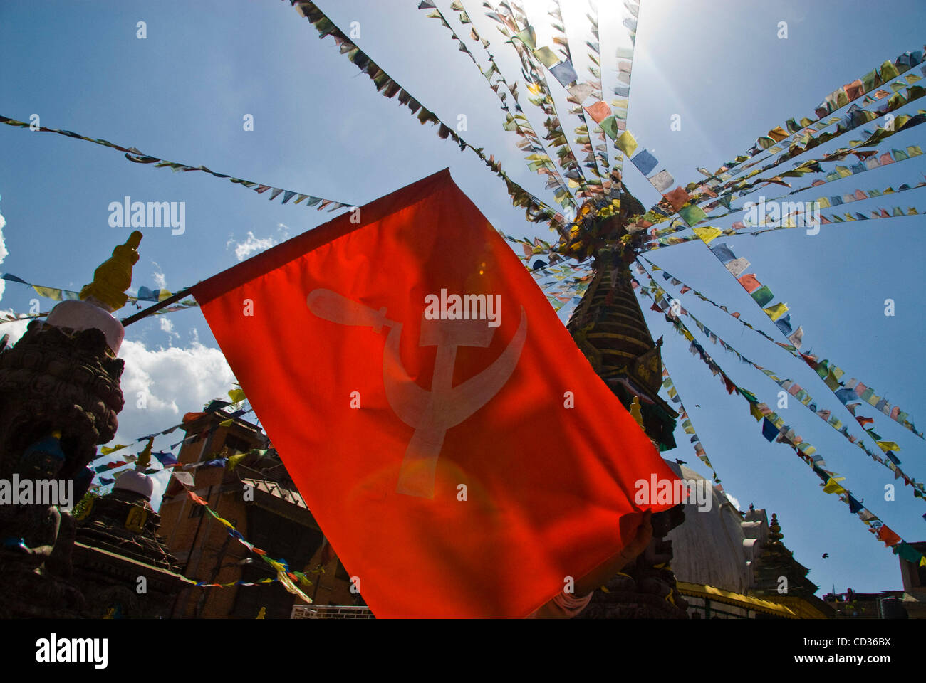 The Maoist Party supporters celebrate on the streets of Kathmandu. 14th ...