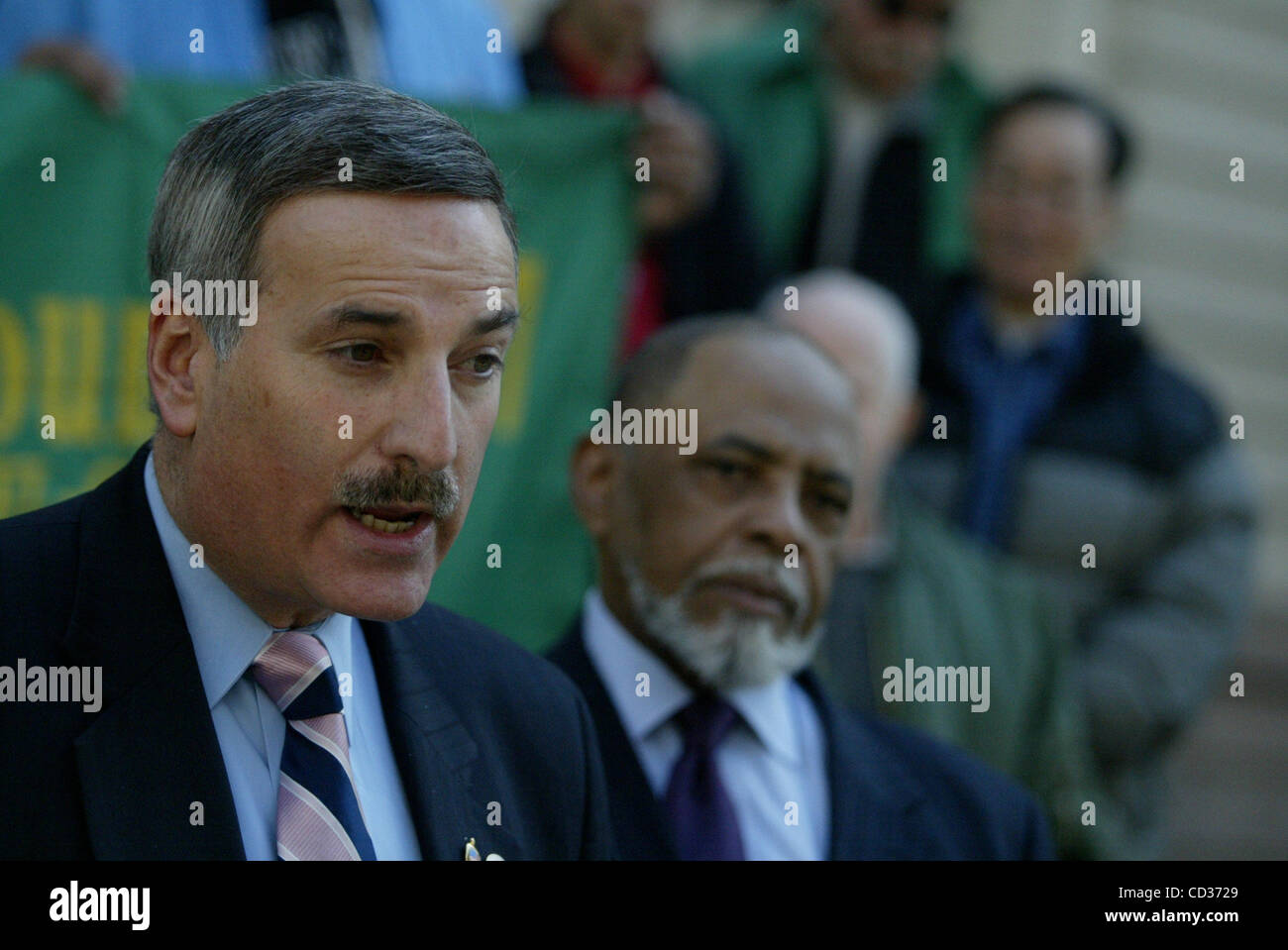 Councilmember David Weprin speaking at the presser in the rally in ...