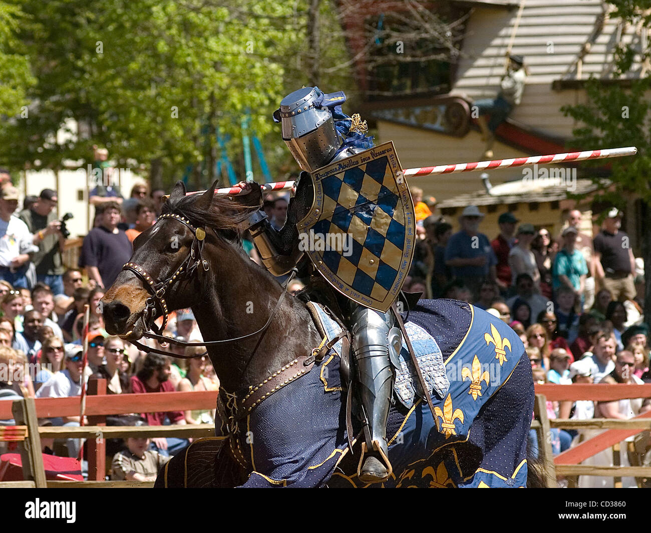 Matthew Mansour recovers after a hit during the royal joust at the ...