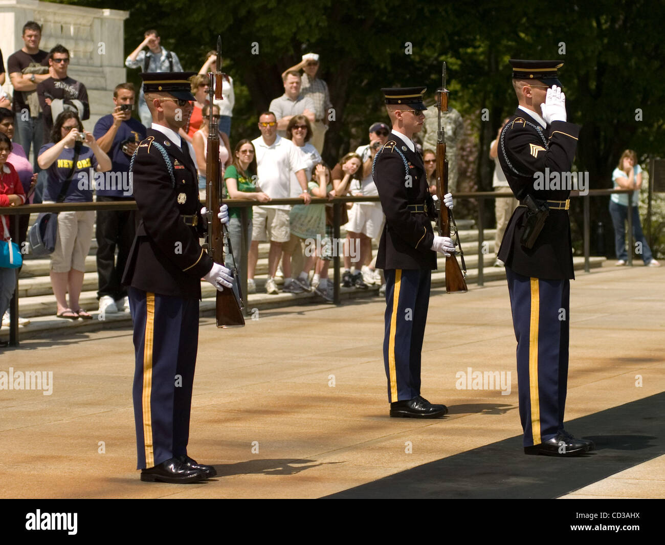 Members of the 3rd U.S. Infantry "The Old Guard"render salutes at the ...