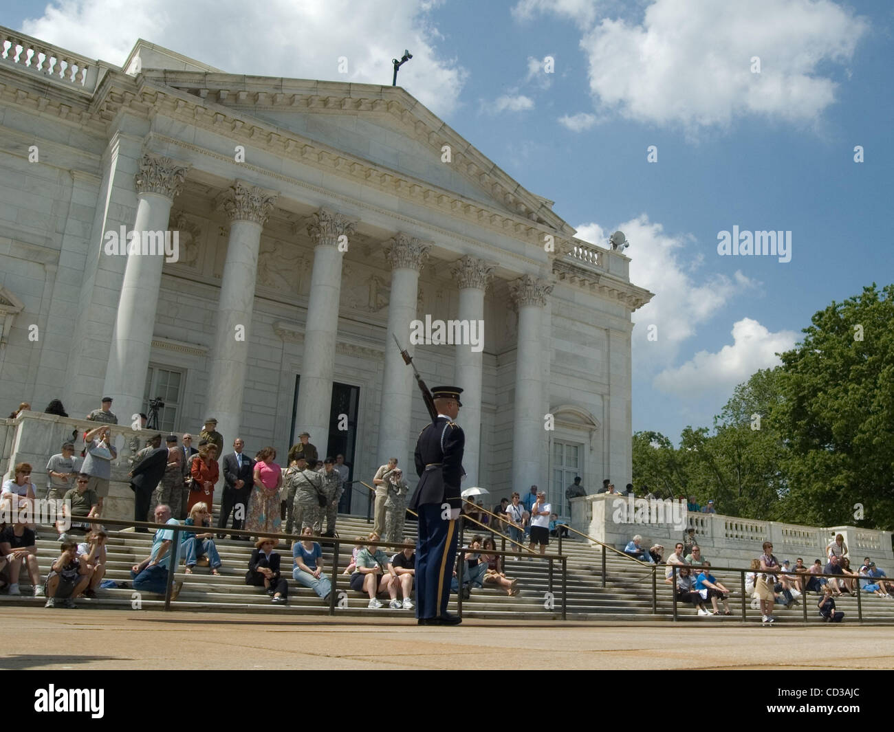 A "Sentinel" stands watch at the Tomb of the Unknown Soldier at ...