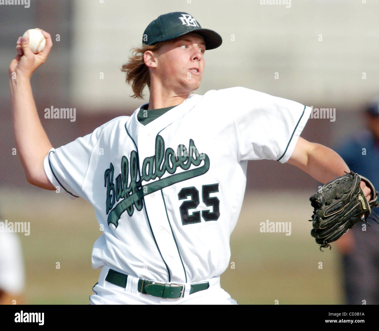 Manteca High pitcher Eric Watts throws from the mound during a game vs ...