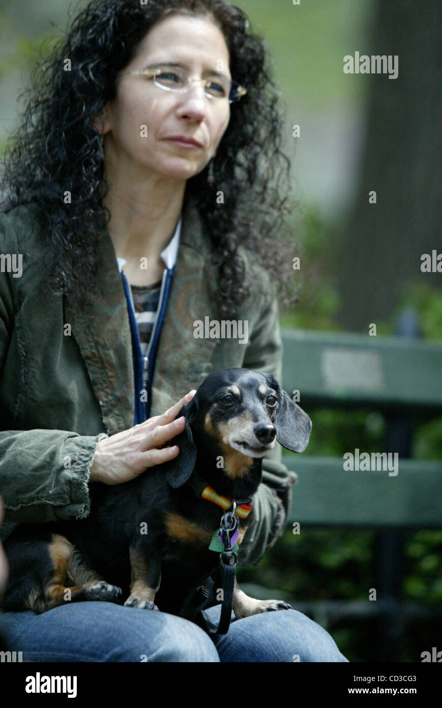 Stephanie Altman,43 of Long Island with her pooch Forrest, 13 yera-old ...