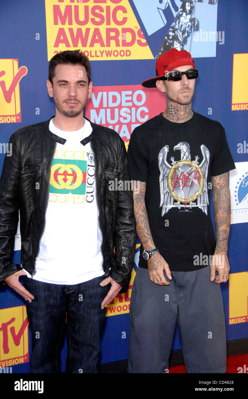 DJ AM and Travis Barker during the 2008 MTV VIDEO MUSIC AWARDS, held at ...