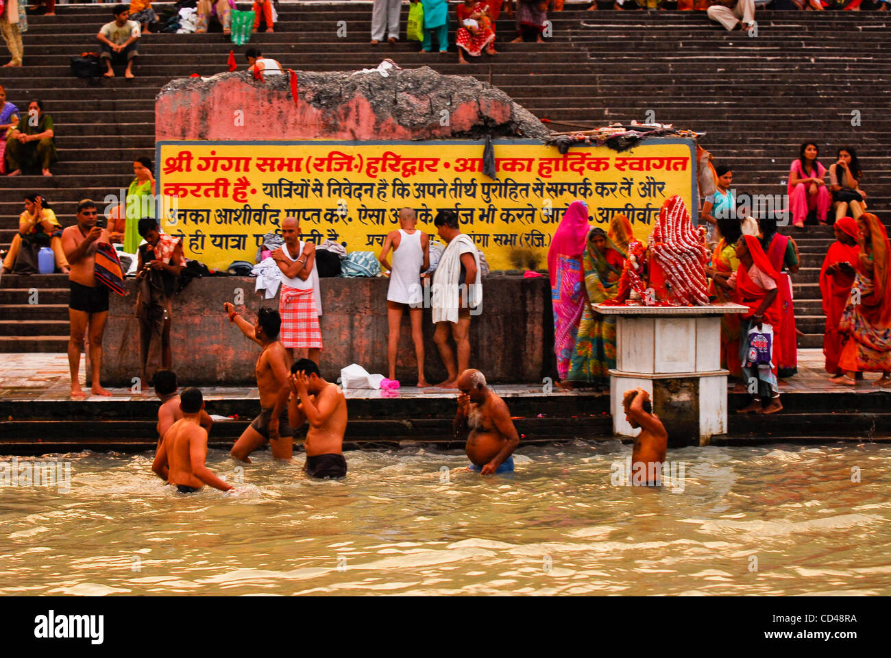 September 11, 2008 - Hardiwar, India - Religious pilgrims bath in the ...