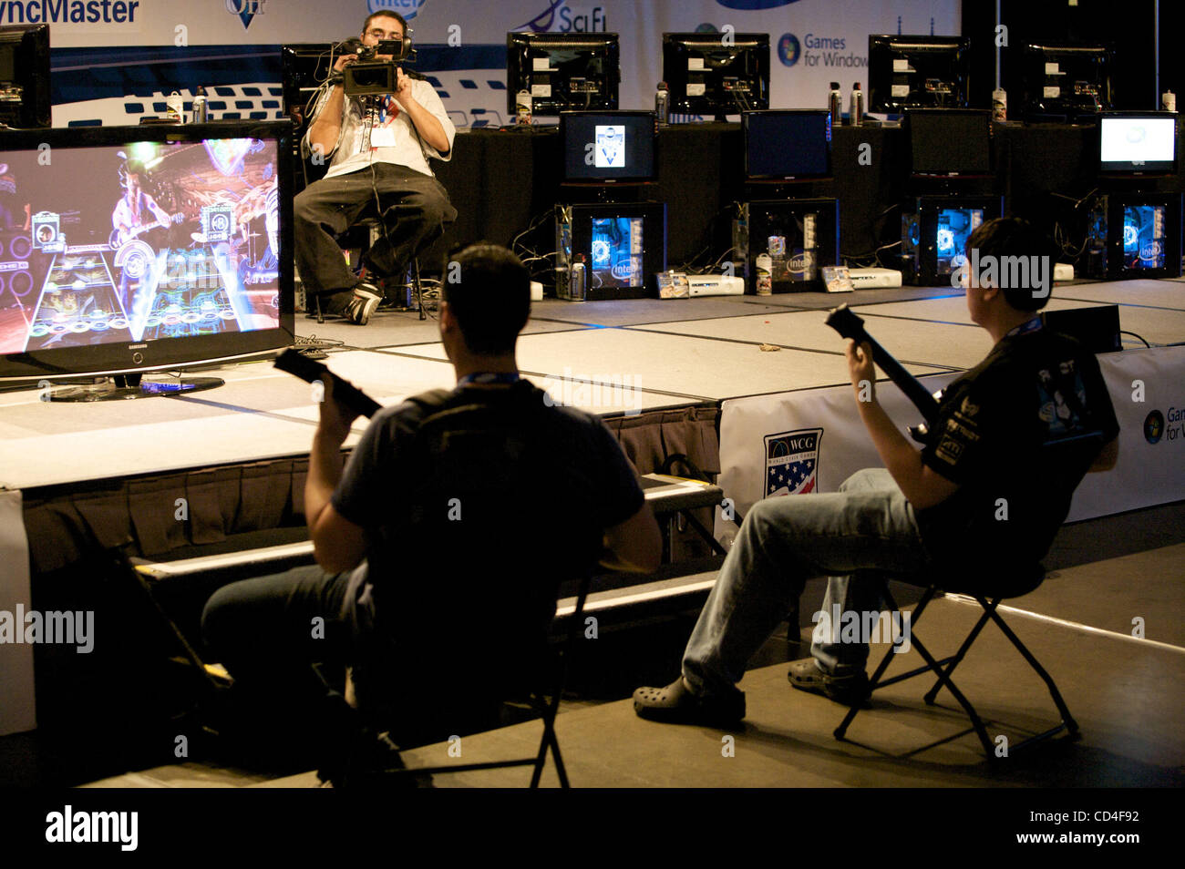 WCG Guitar Hero Competitors during the "E for All" Gaming Expo held at ...