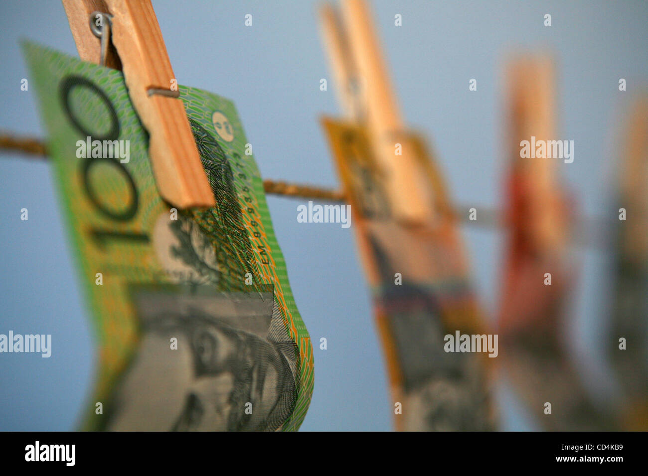 Oct 13, 2008 - Sydney, NSW, Australia - Money hanging on a clothes line ...