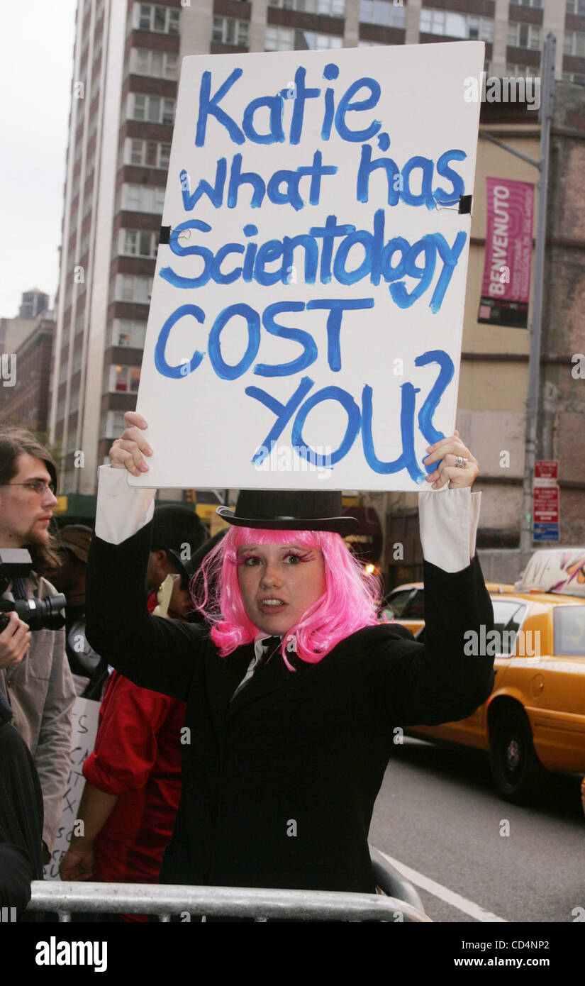 Oct 16 2008 New York Ny Usa An Anti Scientology Protester Holds