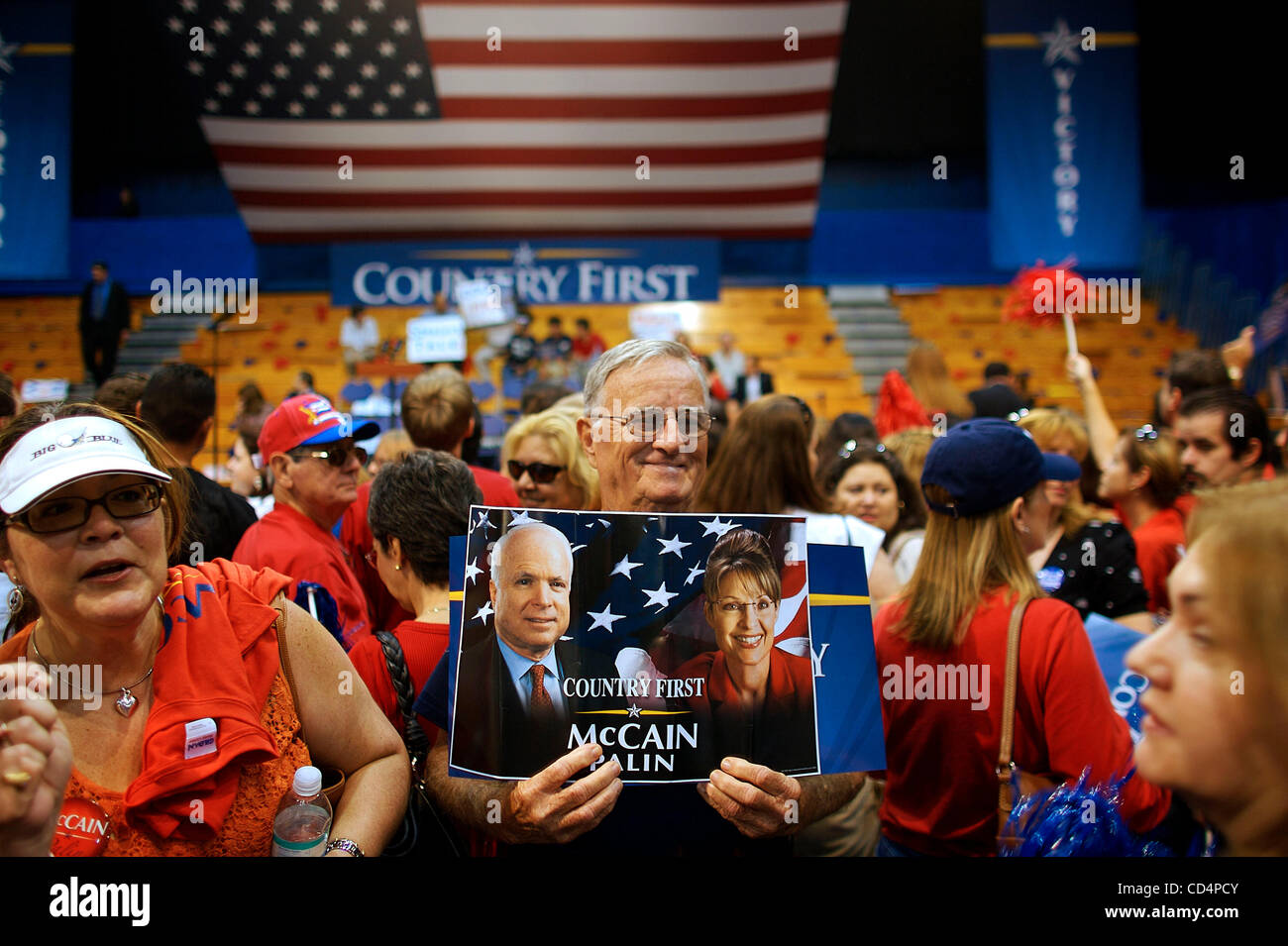 Gene Sullivan of Plantation, Florida shows his supporter for the ...