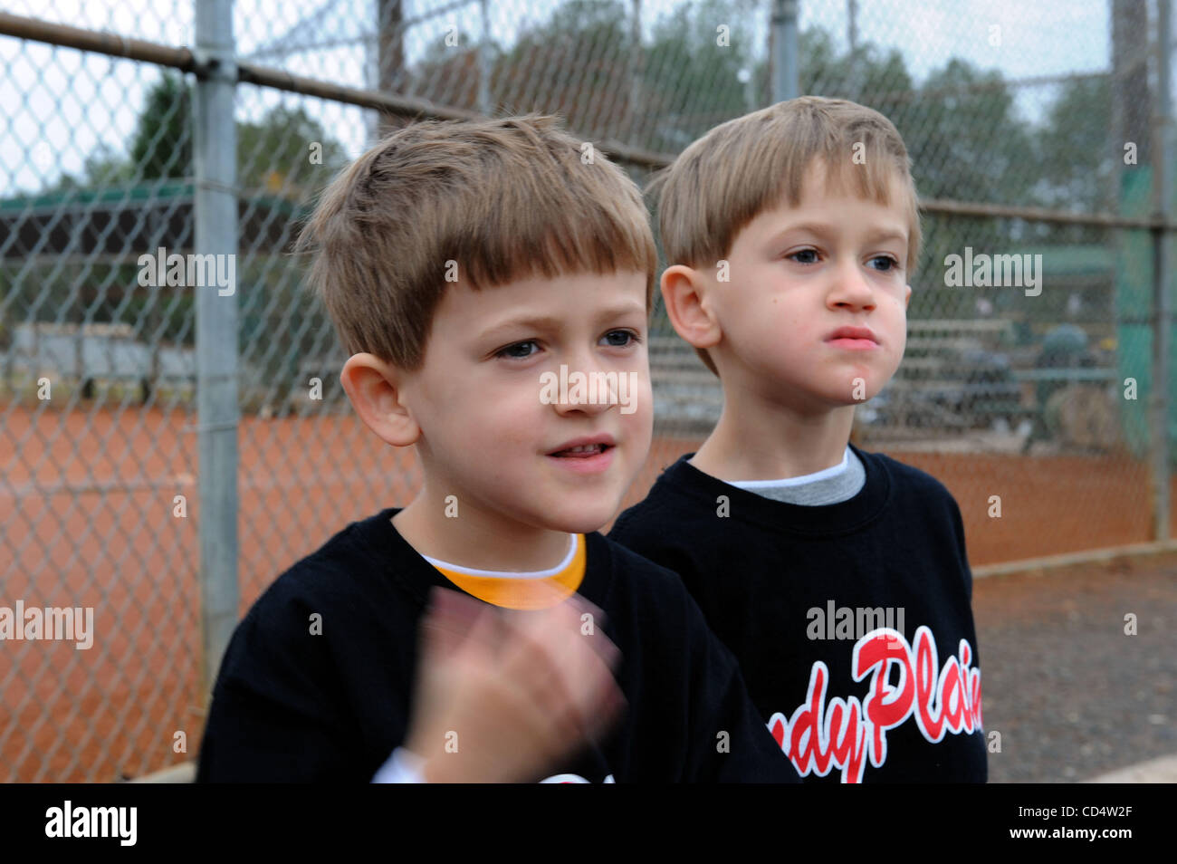 Autistic 5 year-old twins Ben and Sam Schwenker, Marietta, GA Stock ...