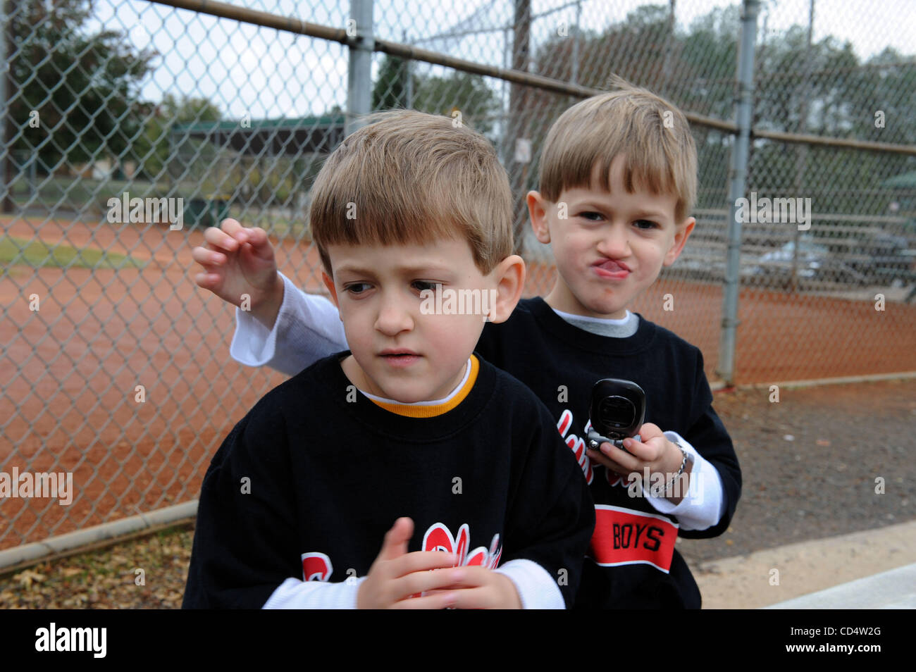 Autistic 5 year-old twins Ben and Sam Schwenker, Marietta, GA Stock ...